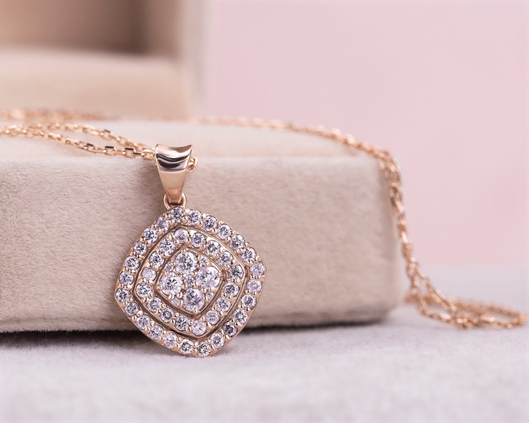 Amazing Diamonds Pendant Art Deco Natural Light Pink Diamond 0.75 Ct ...