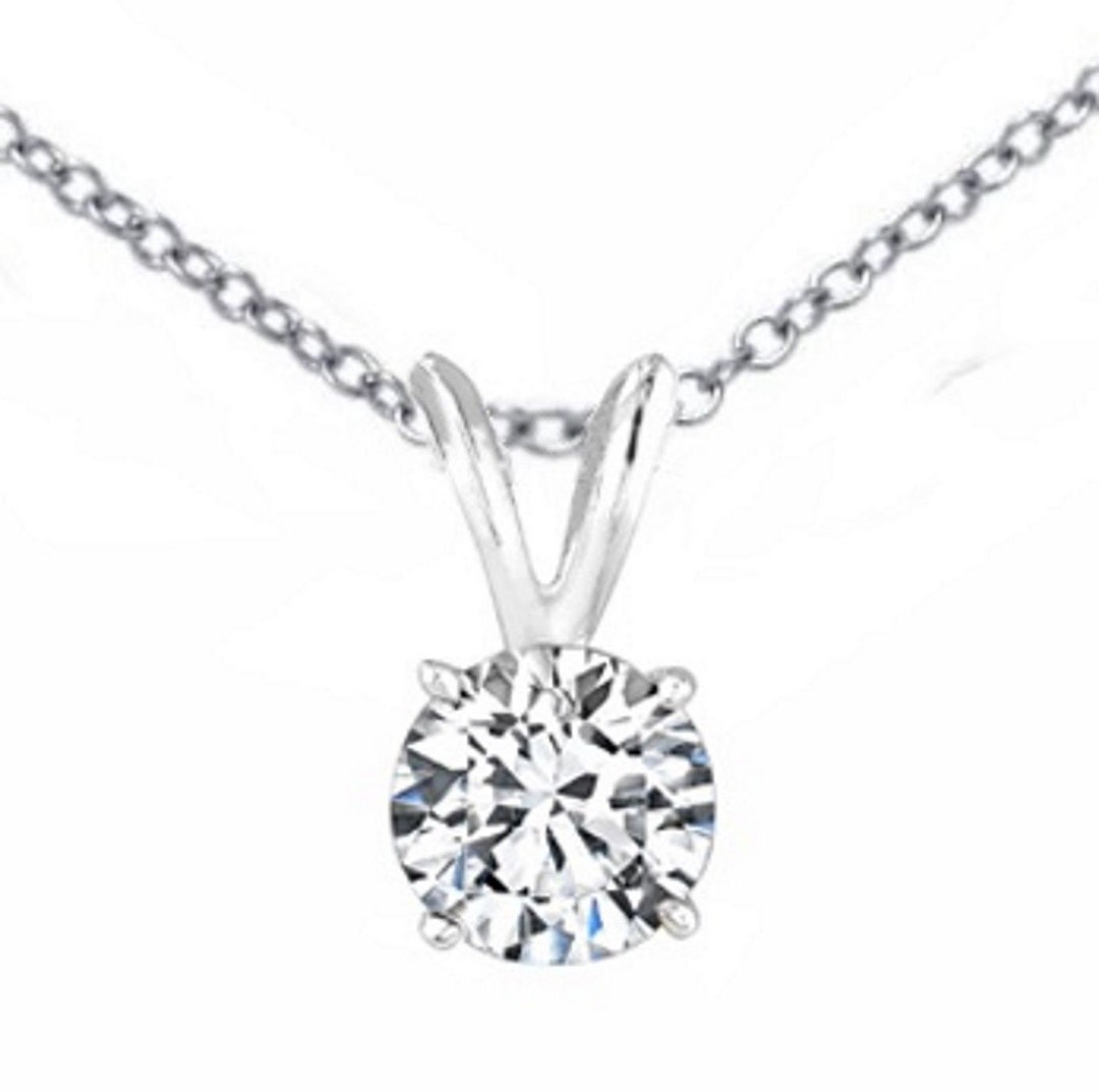 Real Diamond Solitaire Pendant 0.75ct 14k White Gold D VS2 Enhanced for ...
