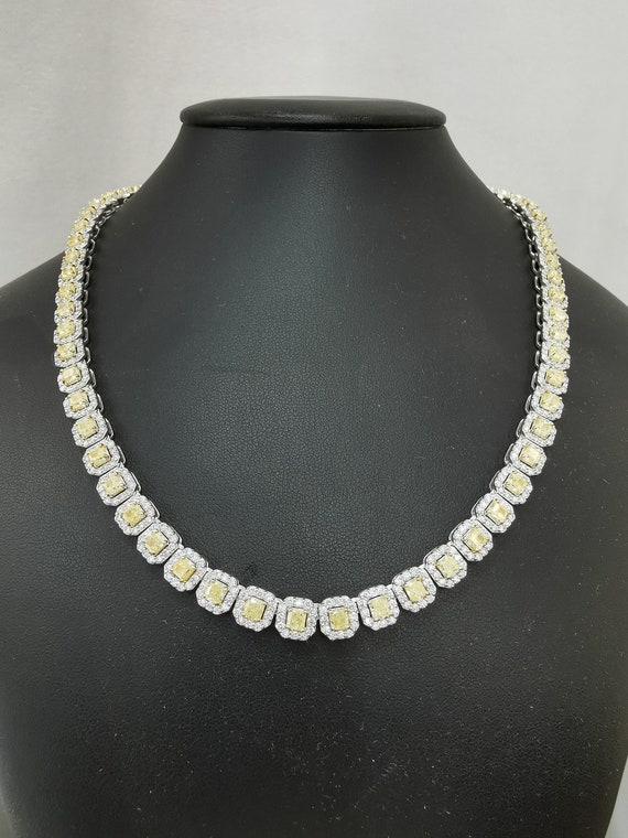 Exquisite Fine 26 CT Fancy Yellow AA Diamond Bridal Necklace 14k White Gold Luxury Eternity Christmas Accessory Jewelry Gift VVS1 for Woman Etsy