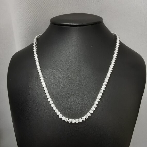Tennis Necklace 3 Mm 16 Ct Round Lab Grown Created Diamond Solid Gold Etsy