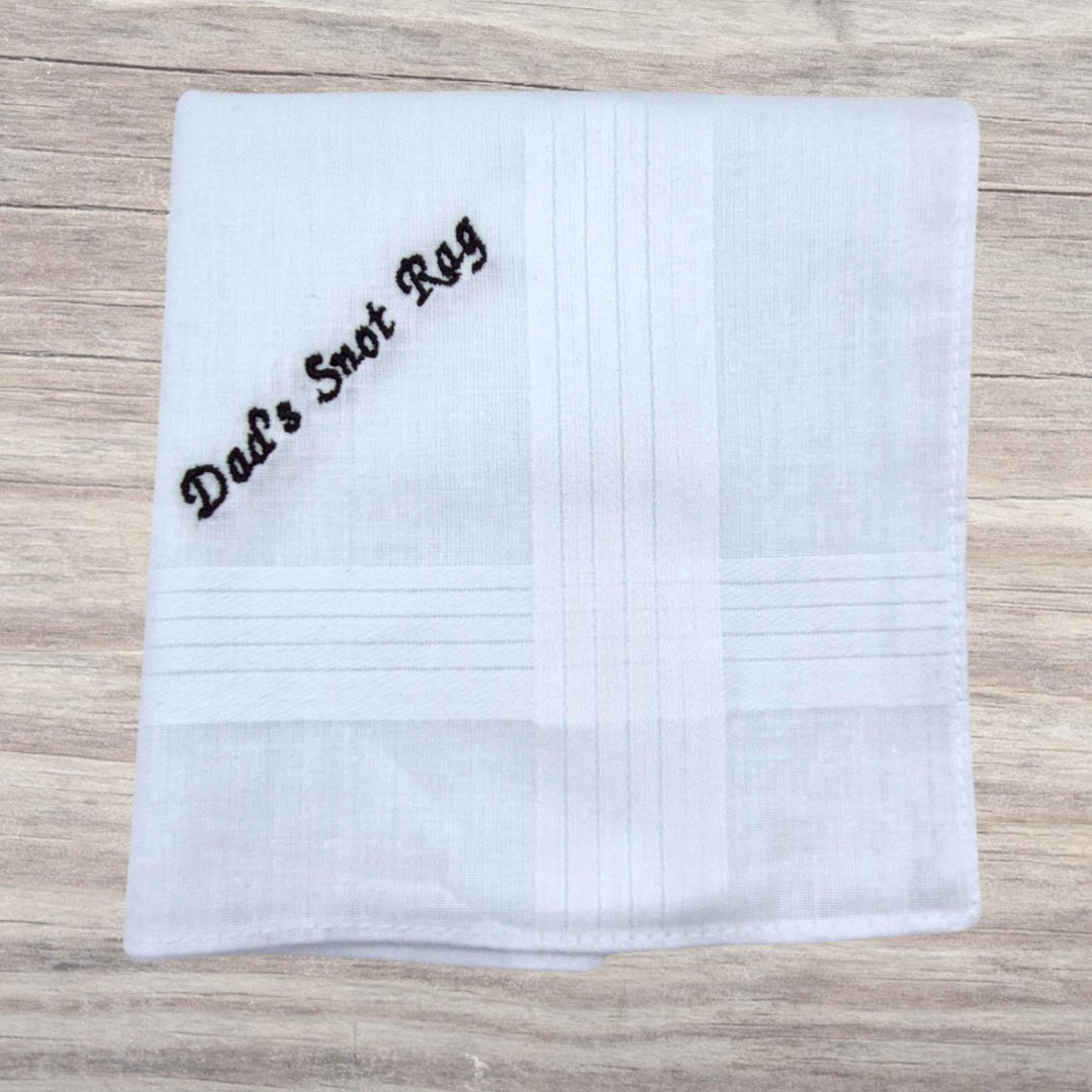 Personalised Handkerchief - Snot Rag - Funny Gift - White Embroidered ...
