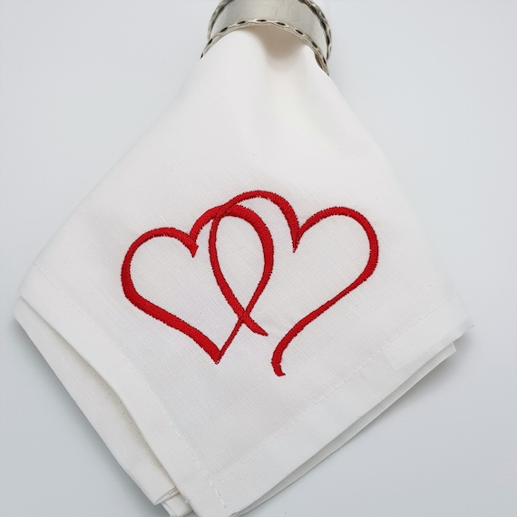 Heart Napkin / Love Napkin / Cotton Napkin / Cloth Napkin / | Etsy