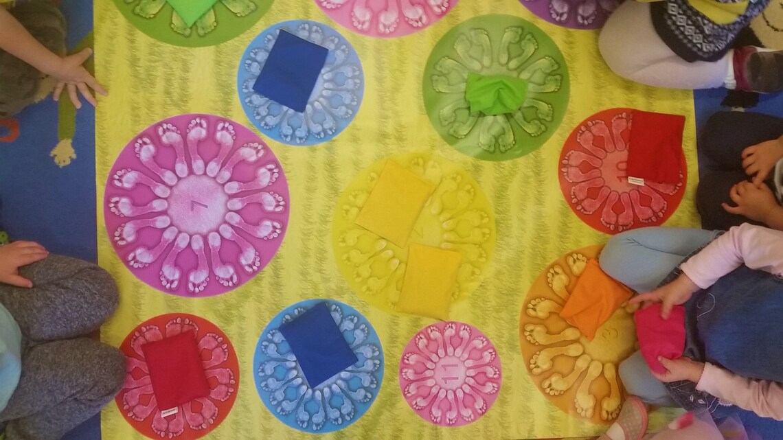 Flowers Footprints and Numbers Playmat- Easy to Clean Activity Mat- for ...