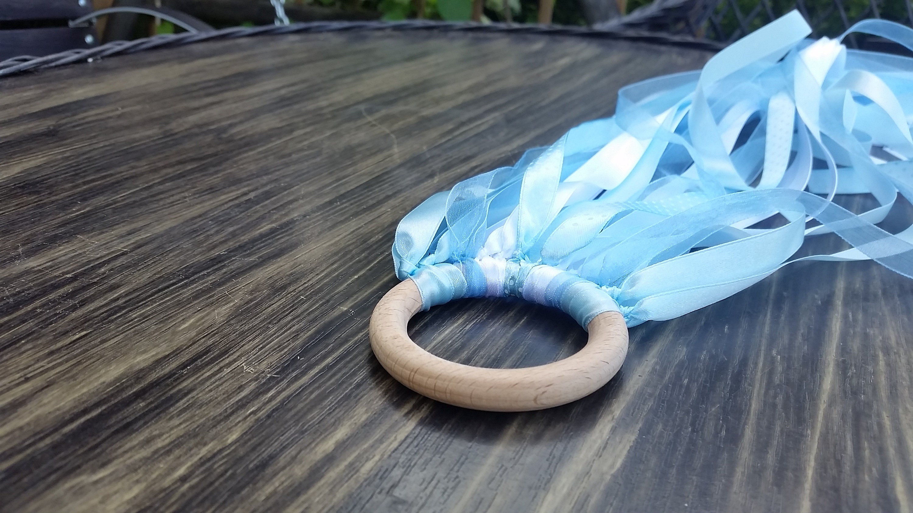 Ice Blue Ribbon Wand Waldorf Inspired Hand Kite Ribbon Dancing Ring-14 ...