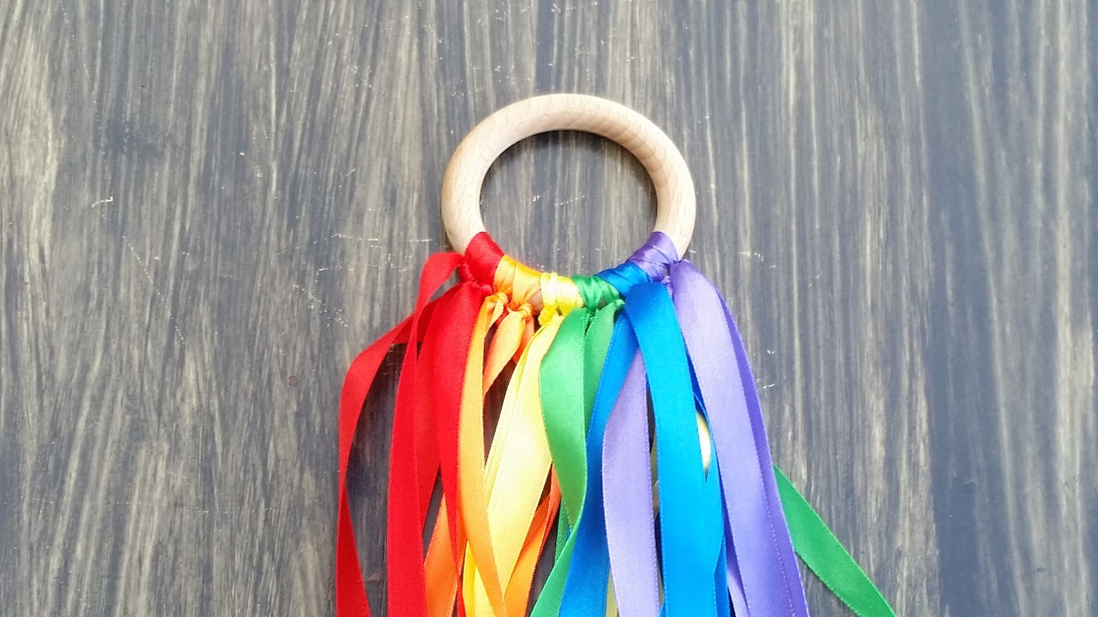 Rainbow Ribbon Wand Waldorf Inspired Hand Kite Ribbon Dancing Ring-12 ...