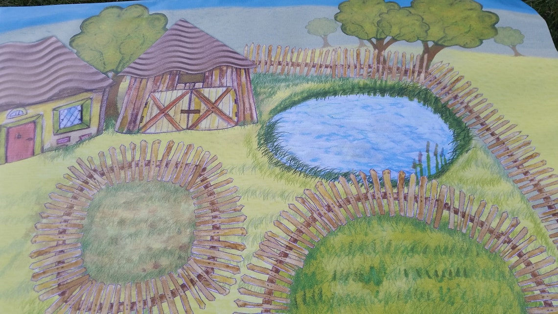 Farm Playmat - Easy to Clean Farmyard Play Mat- for Indoor or Outdoor ...