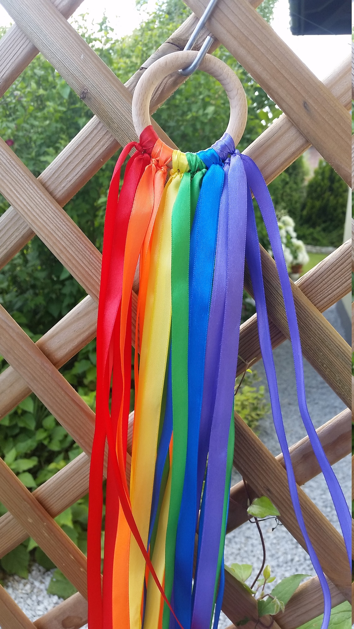 Rainbow Ribbon Wand Waldorf Inspired Hand Kite Ribbon Dancing Ring-12 ...