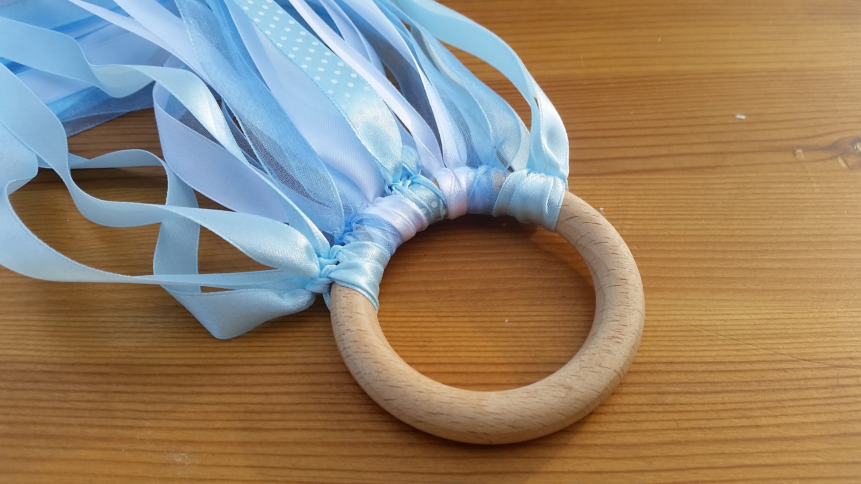 Ice Blue Ribbon Wand Waldorf Inspired Hand Kite Ribbon Dancing Ring-14 ...