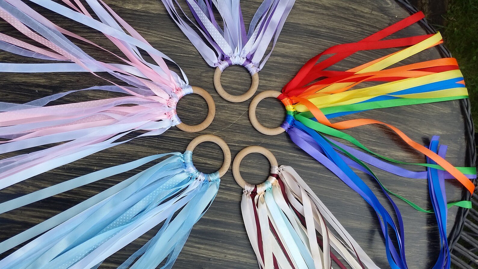 10 Piece Set Any Ribbon Wand Waldorf Inspired Hand Kite Ribbon Dancing ...