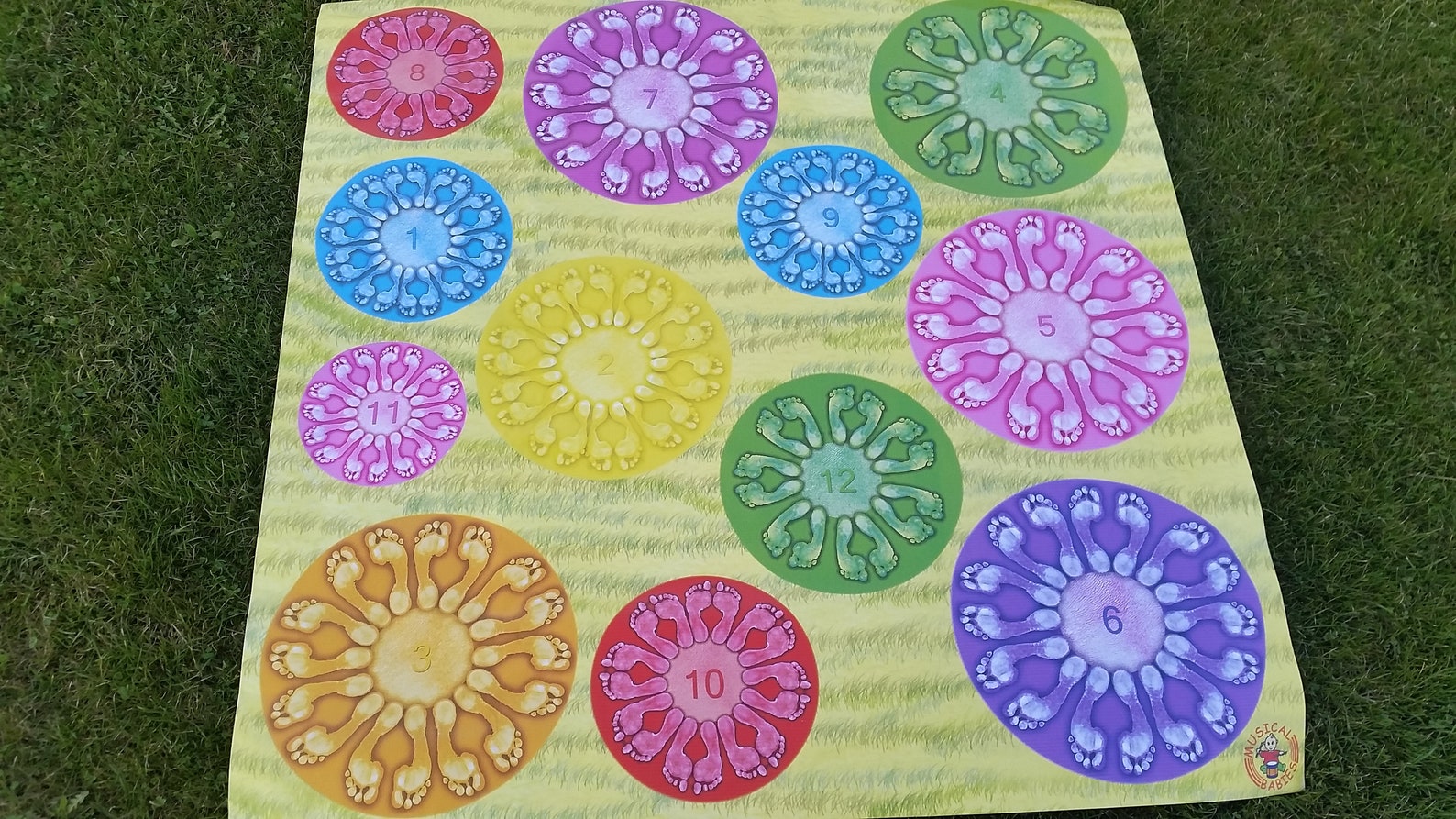 Flowers Footprints and Numbers Playmat- Easy to Clean Activity Mat- for ...