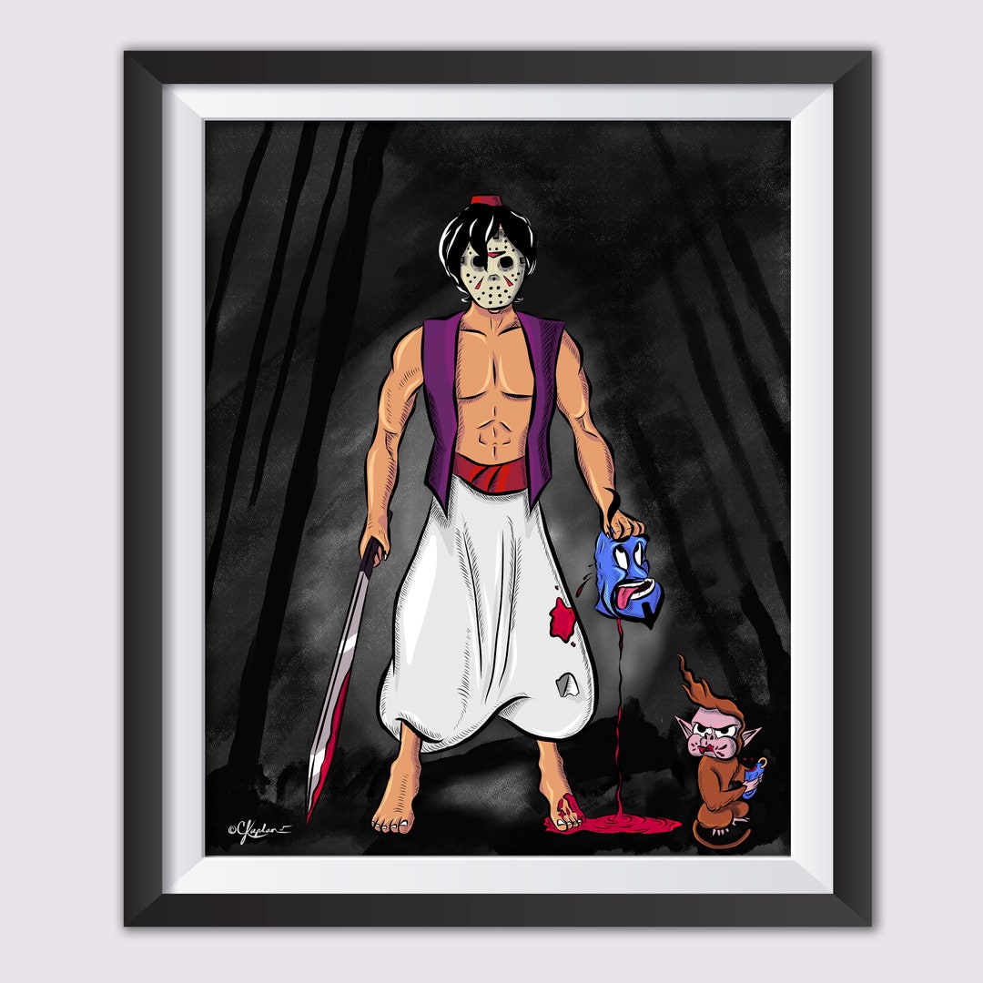 Jason Aladdin Disney Horror Fan Art 5x7 or 8x10 Art Print Artwork by ...