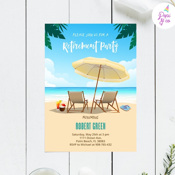 Beach Retirement Party Invitation - Etsy