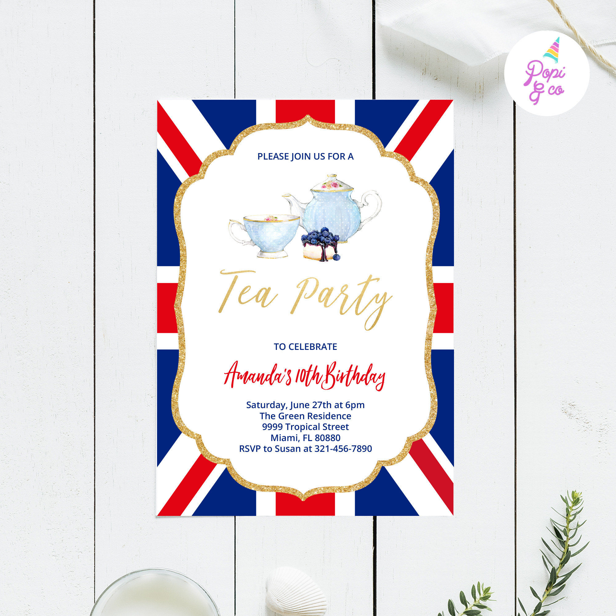 British Tea Party Invitation