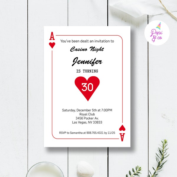 Playing Card Invite - Etsy