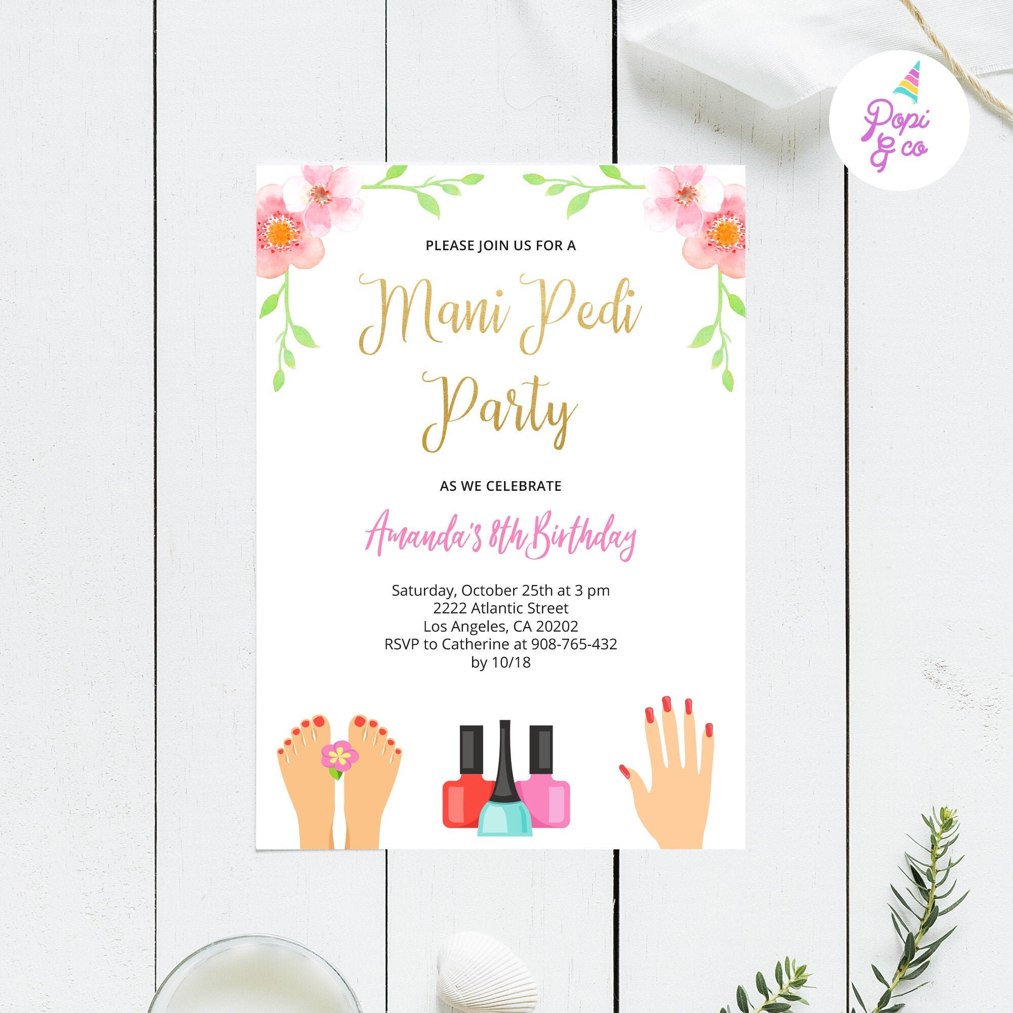 Mani Pedi Party Invitations