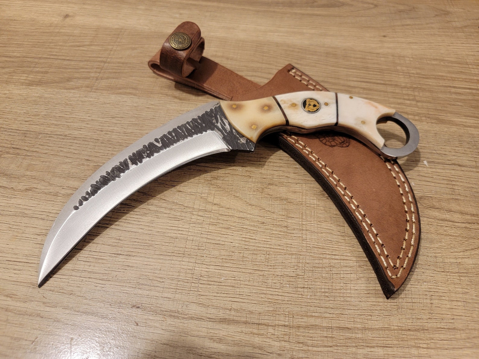 Buffalo Bone Karambit Knife Custom Engraved Knife Hunting - Etsy