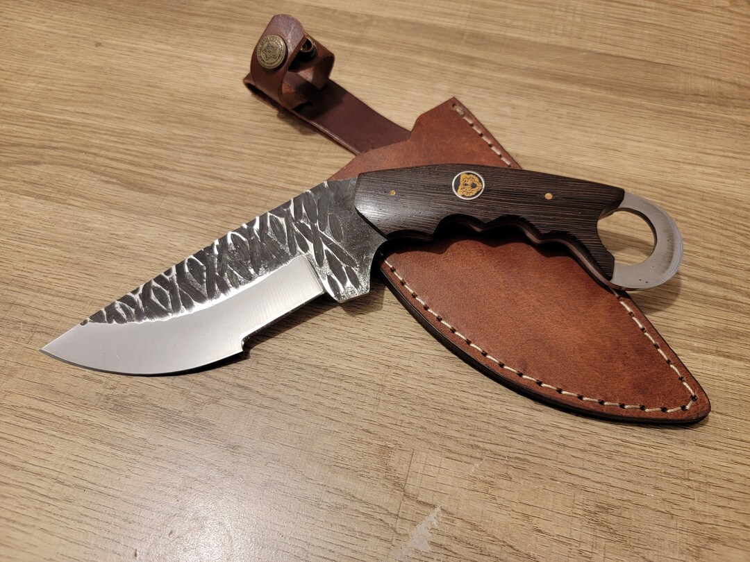 Custom Engraved Karambit | Hunting Knife | Wenge Wood Hammered Knife ...