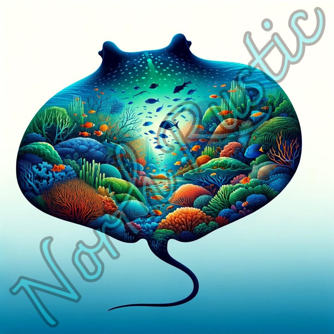Stingray Coral Reef Print: Ocean Animal Wall Art (digital Download) - Etsy