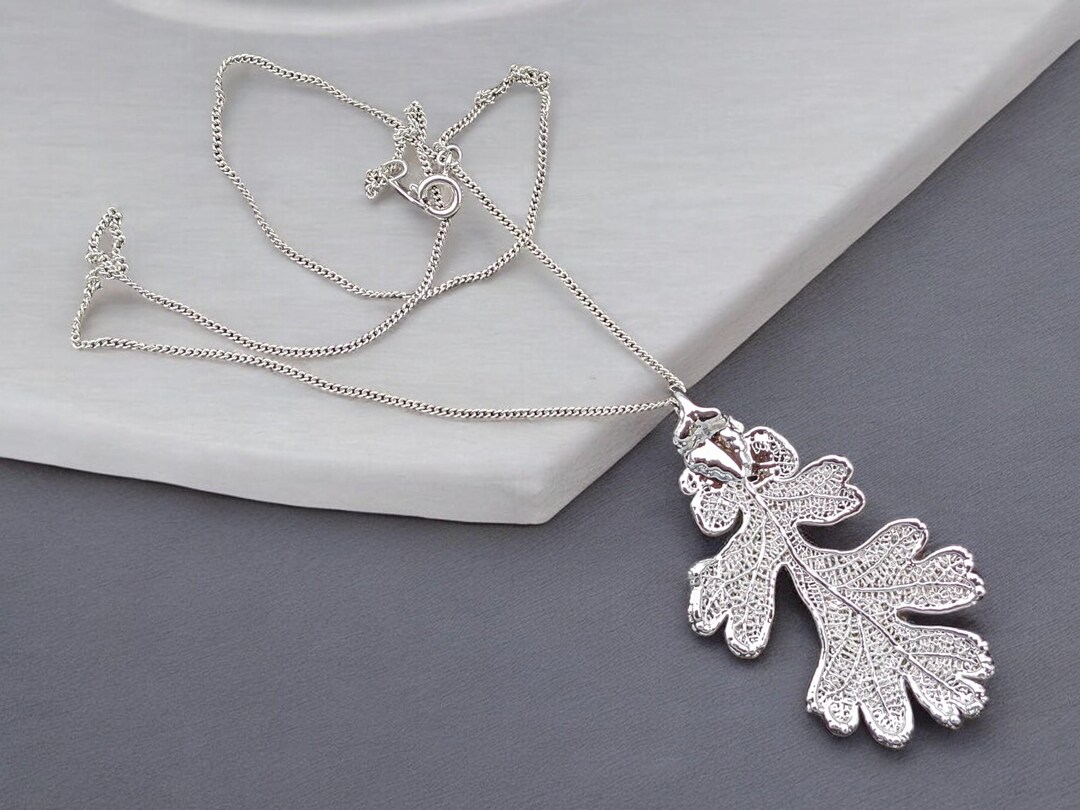Real Leaf Silver Necklace Real Dipped Oak Leaf Bridesmaids Wedding ...