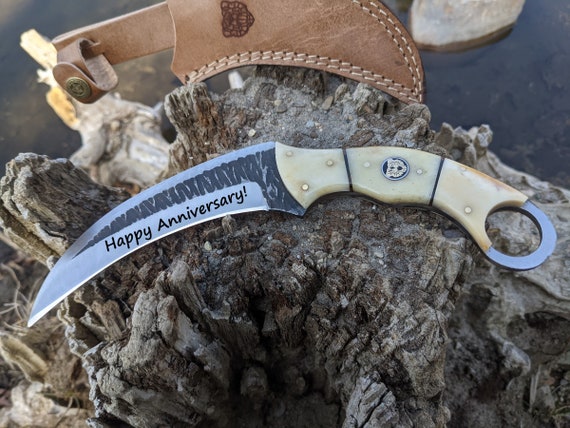 Buffalo Bone Karambit Knife Custom Engraved Knife Hunting - Etsy