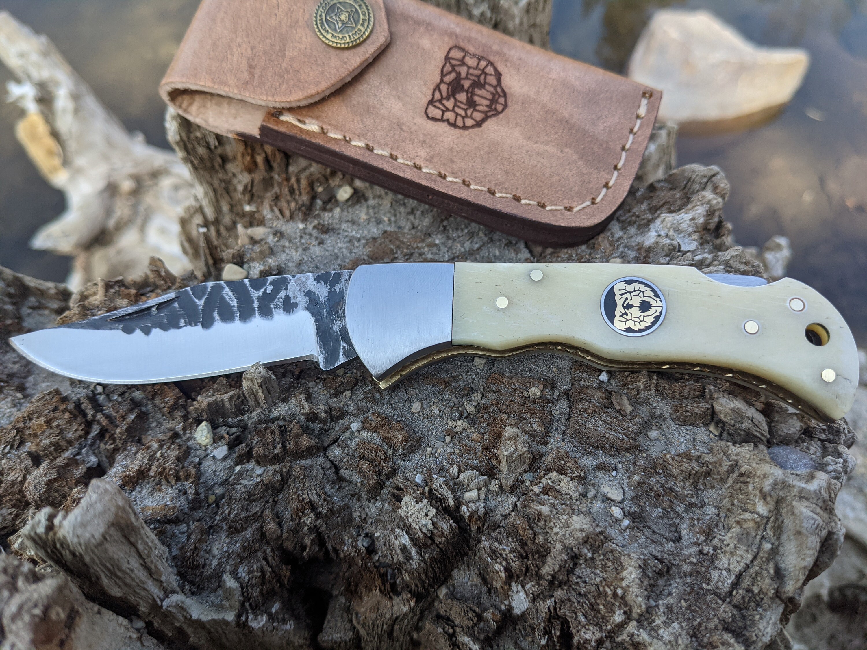 Engraved Pocket Knife Buffalo Bone Handle Knife Personal - Etsy