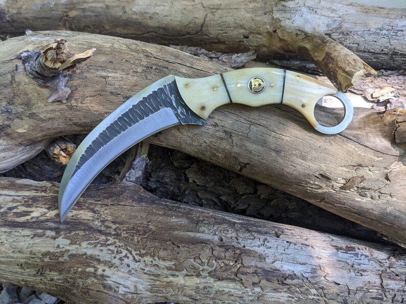 Buffalo Bone Karambit Knife Custom Engraved Knife Hunting | Etsy
