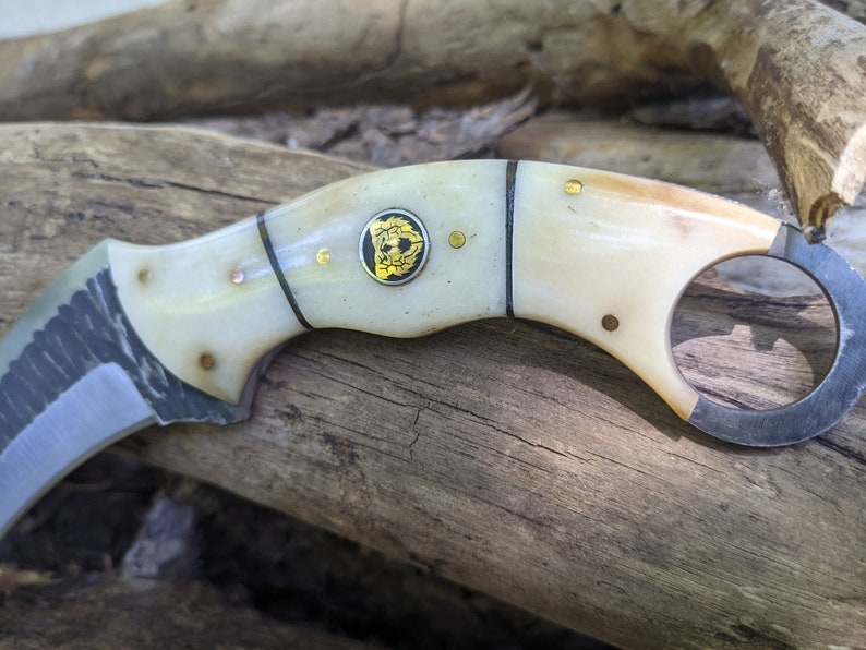 Buffalo Bone Karambit Knife: Custom Engraved Hunting Knife - Etsy