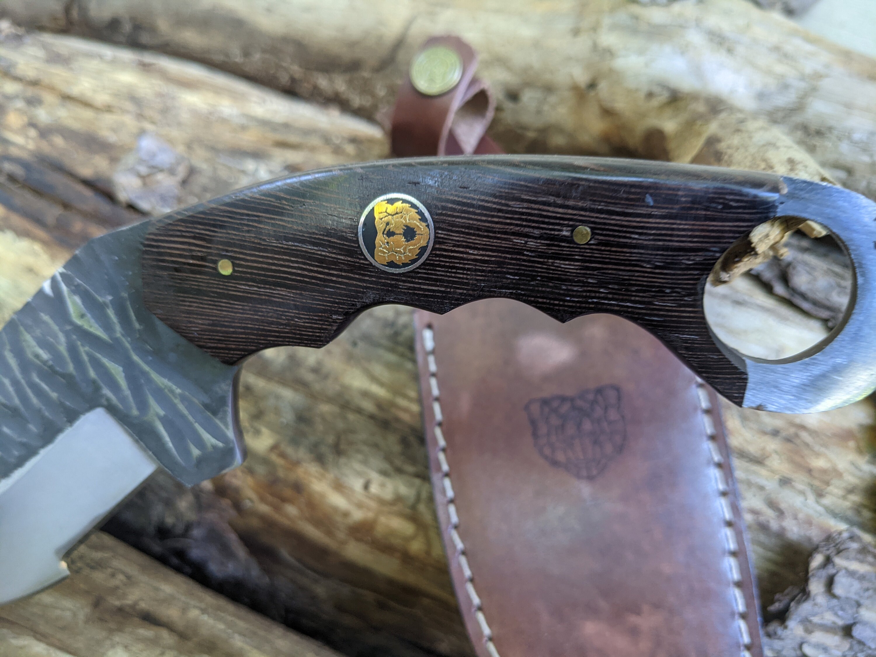 Custom Engraved Karambit Hunting Knife Wenge Wood Hammered | Etsy
