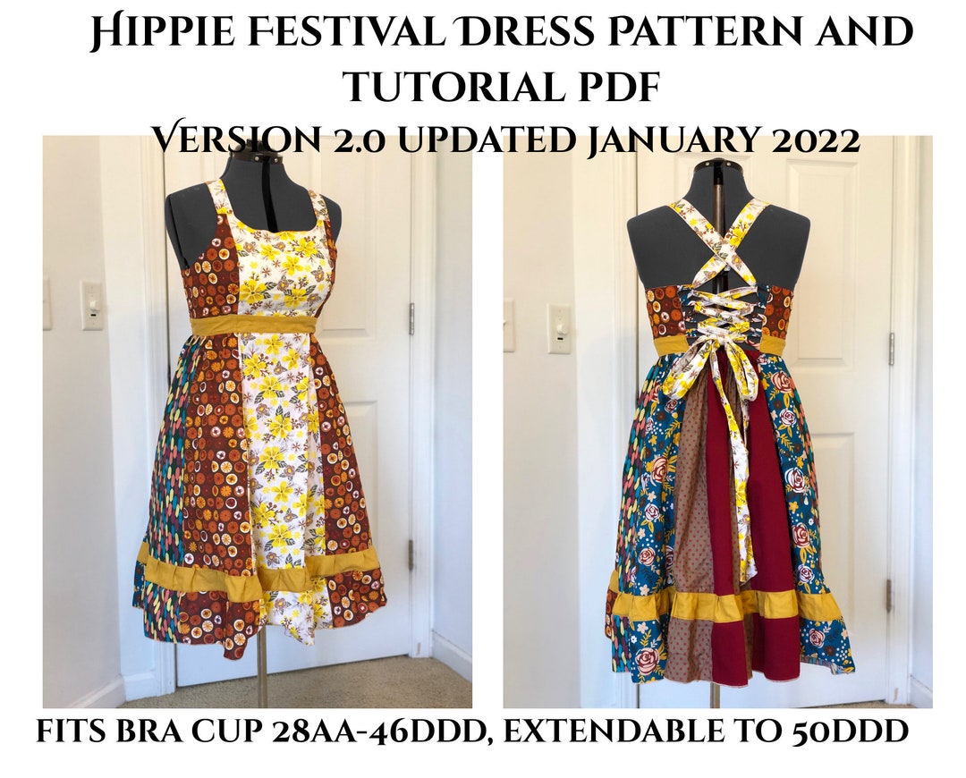 Hippie Festival Dress PDF Pattern and Tutorial Printable Pattern ...