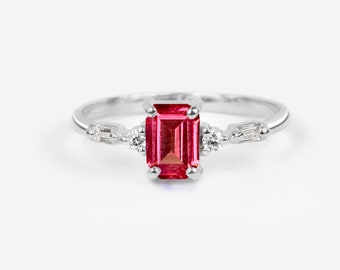 Padparadscha and Diamond Ring - Etsy