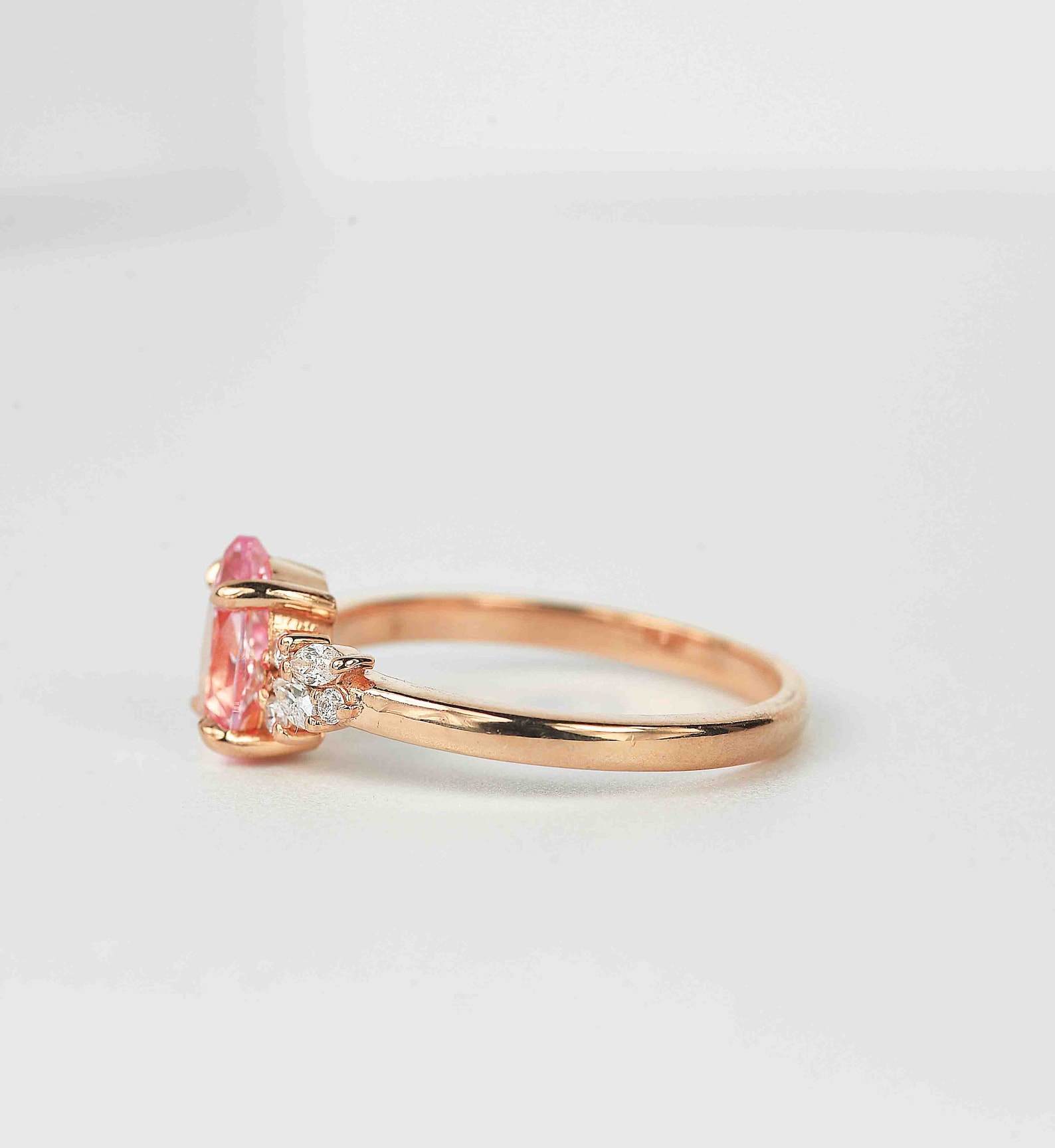 Pear Cut Peach Sapphire Engagement Ring Unique Peach - Etsy UK