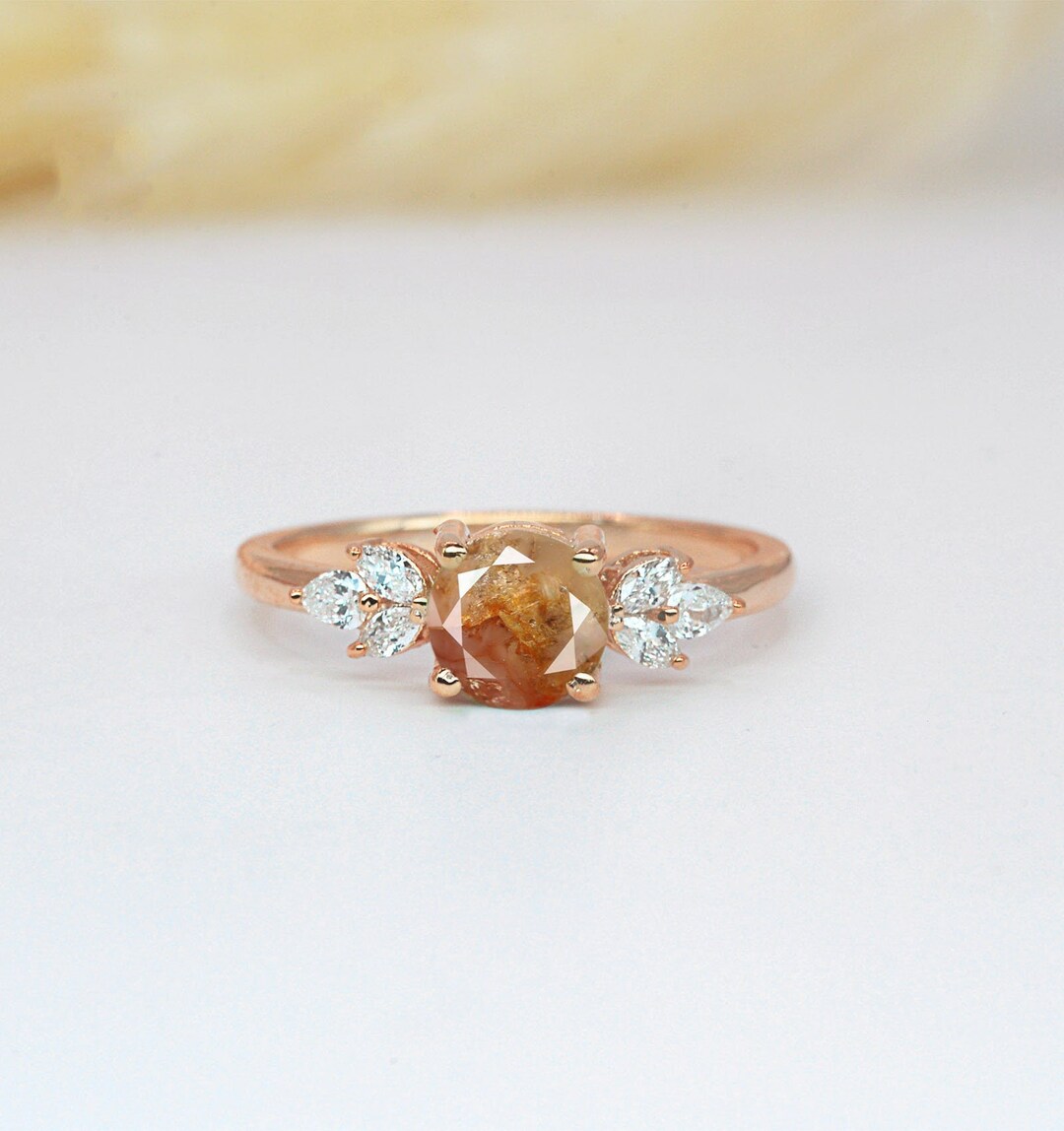 Rustic Diamond Engagement Ring: Art Deco Bridal Promise Ring - Etsy