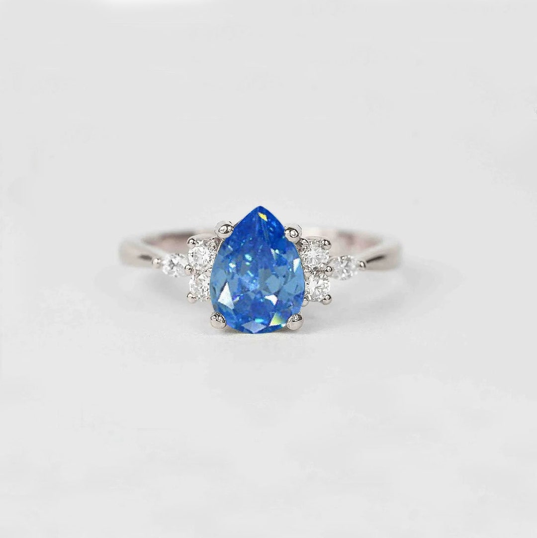 Pear Shape Light Blue Sapphire Engagement Ring | Unique Sapphire and ...