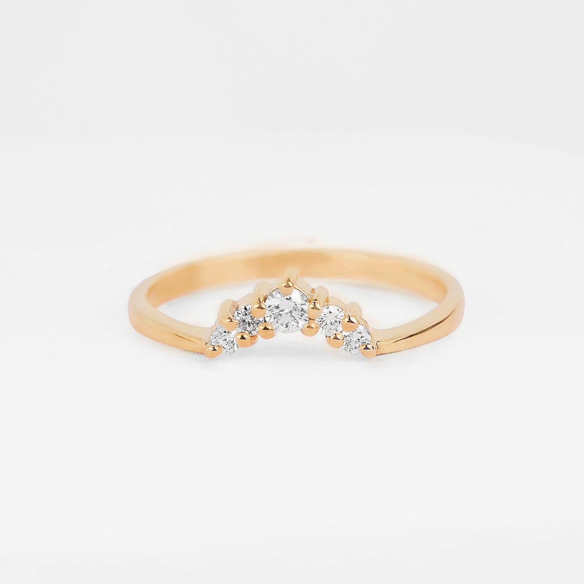 Peach Sapphire Engagement Ring Diamond Wedding Band Wedding | Etsy