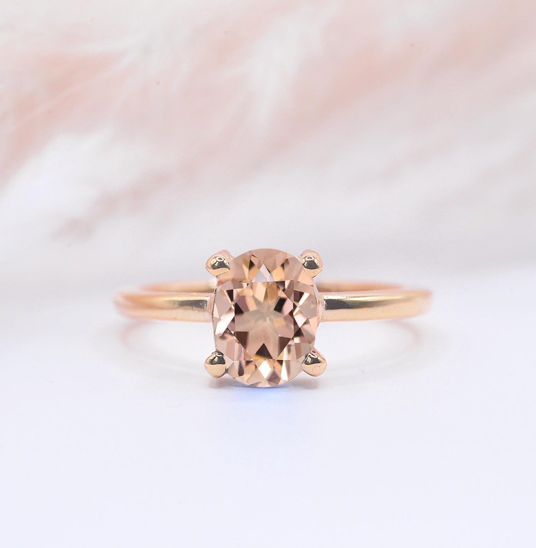 Delicate Oval Morganite Engagement Ring | Dainty Morganite Promise Ring ...