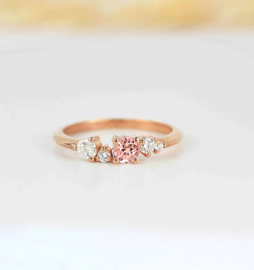 Round Morganite Engagement Ring Morganite and Diamond Celebrity Ring ...