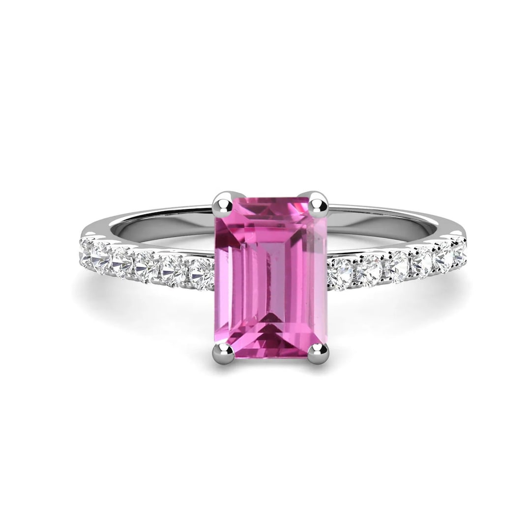 Emerald Cut Pink Sapphire Engagement Ring | Pink Sapphire High ...