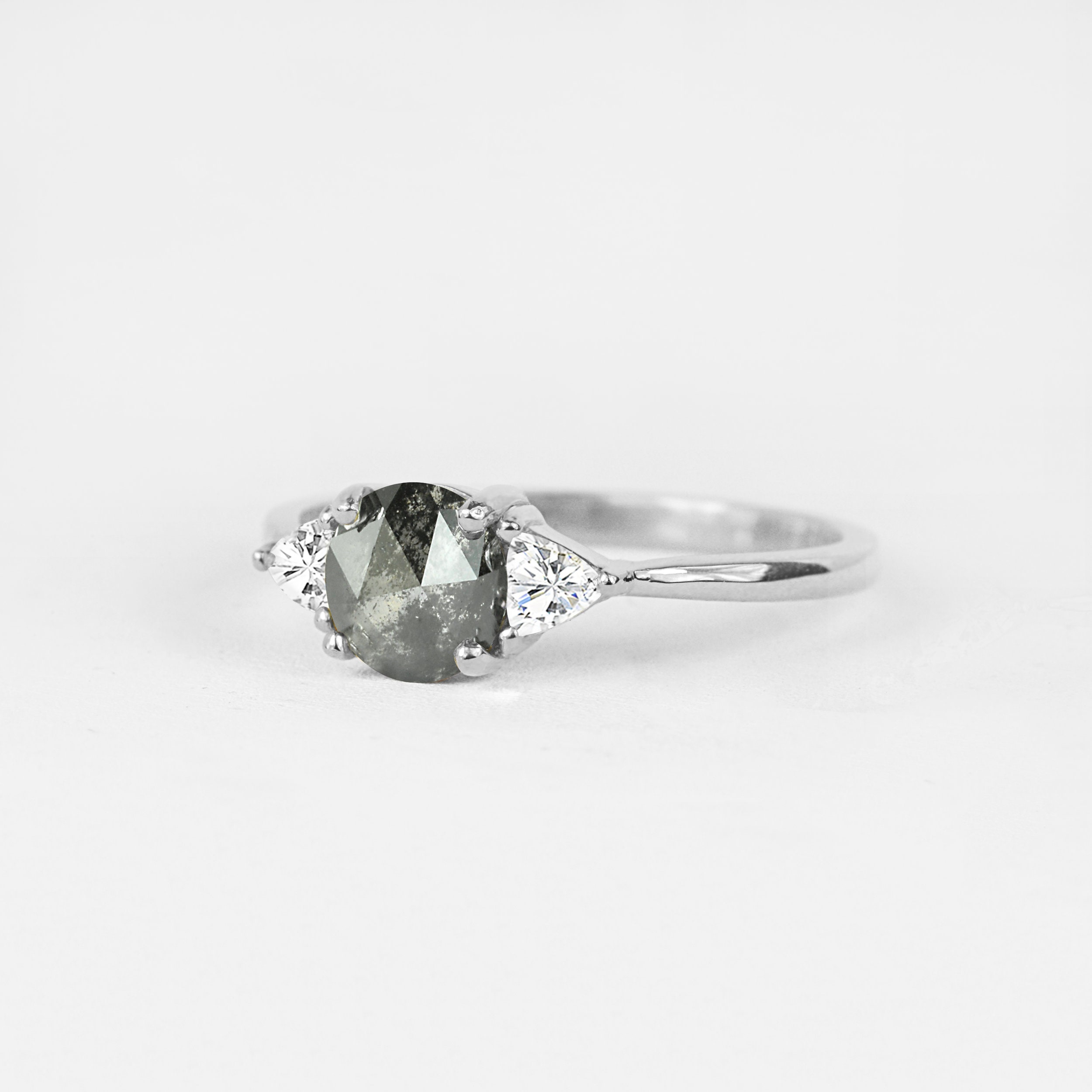 Salt and Pepper Diamond Ring White Gold Engagement Ring - Etsy