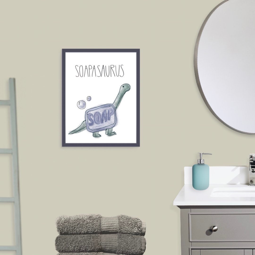 Set of 3 - Kids’ Bathroom Dinosaur Wall Art Print Series - Etsy