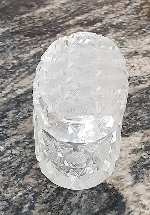 Vintage Crystal Dresser Jar, Trinket Box - Gem