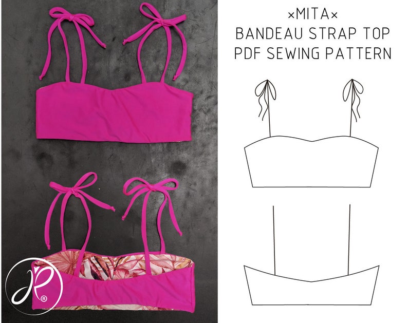PDF SEWING PATTERN, Reversible Bandeau Strap Bikini Top - Etsy