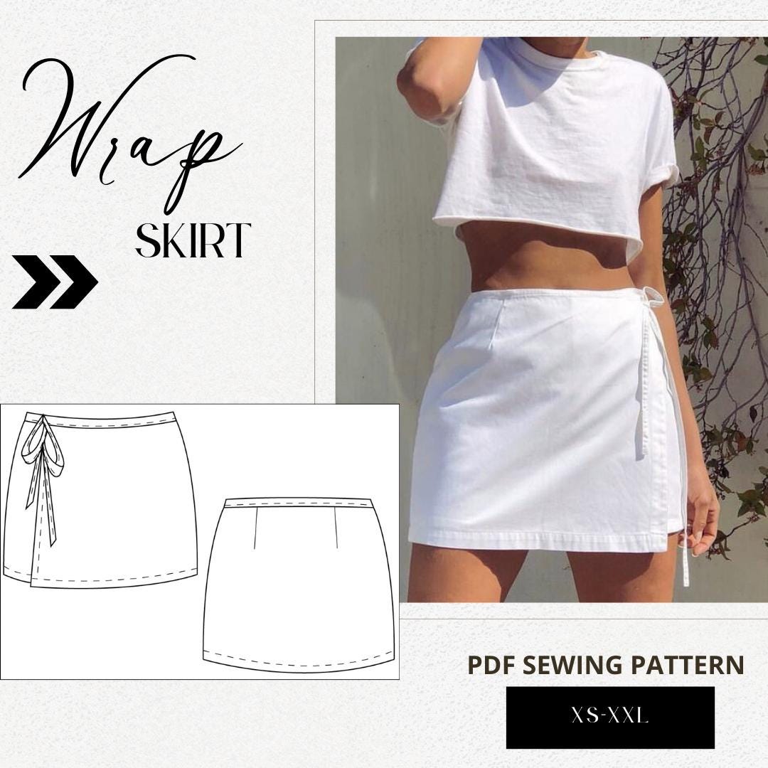 PDF SEWING PATTERN. Easy Wrap Skirt for Beginners, Size Xs-xxl, With ...