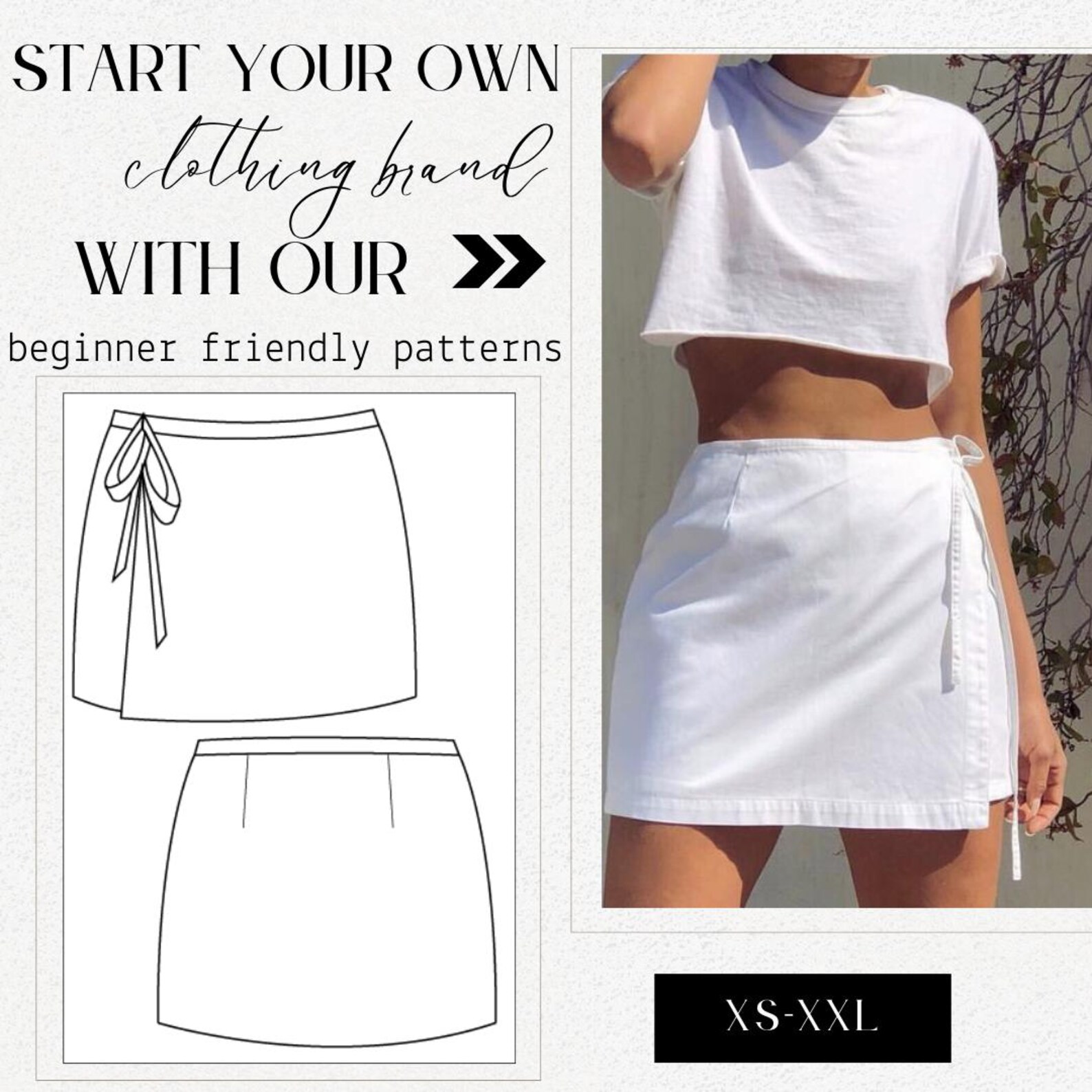 PDF SEWING PATTERN. Easy Wrap Skirt for Beginners, Size Xs-xxl ...