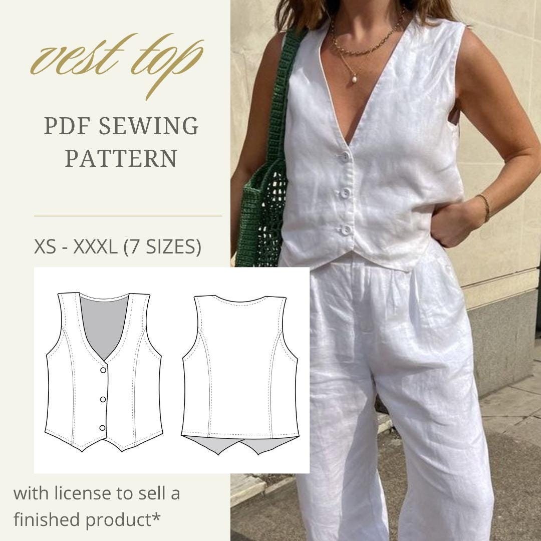 PDF SEWING PATTERN. Easy Vest Top for Beginners, Size Xs-xxxl, With ...
