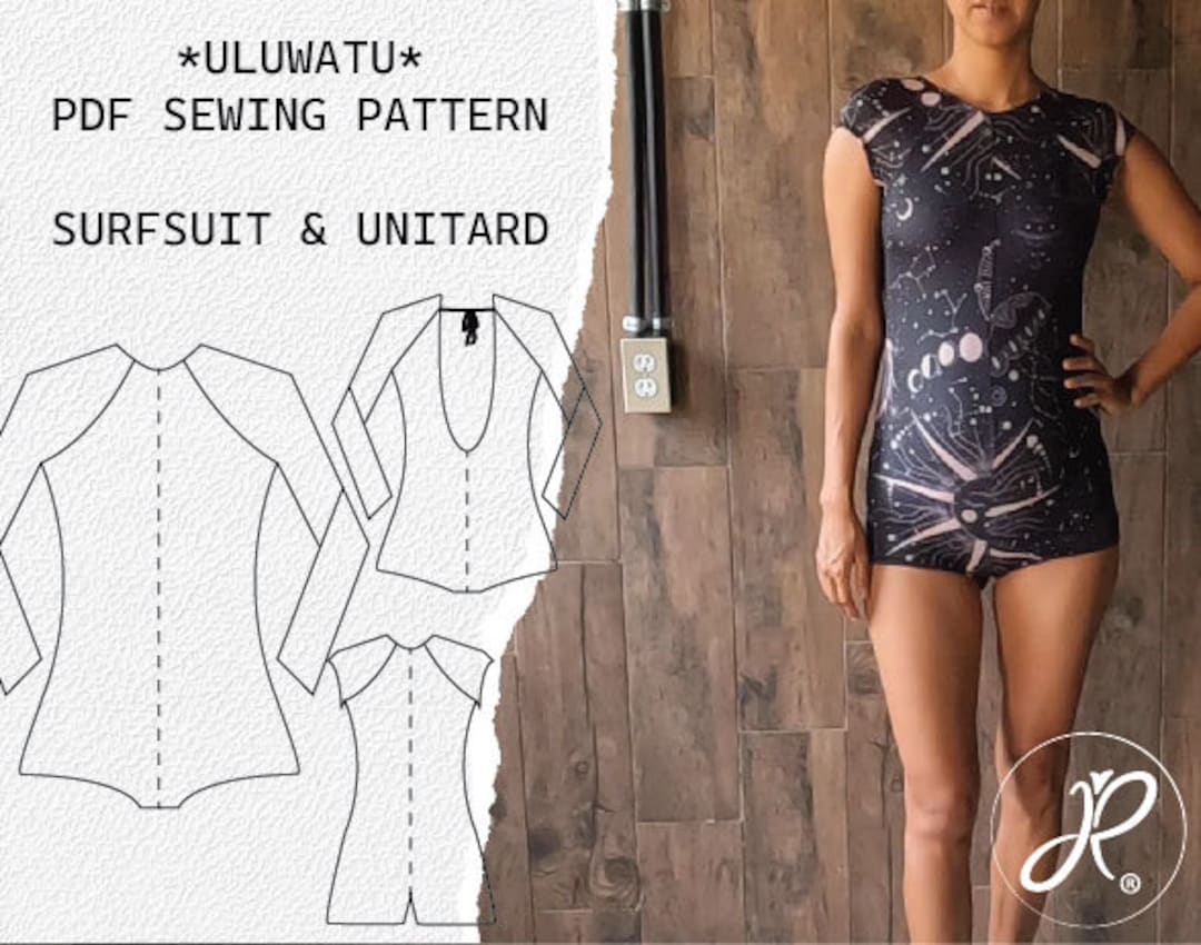 PDF SEWING PATTERN *uluwatu* Unitard/surfusit/jumpsuit With Sleeves, Long and Short Torso & 2 ...