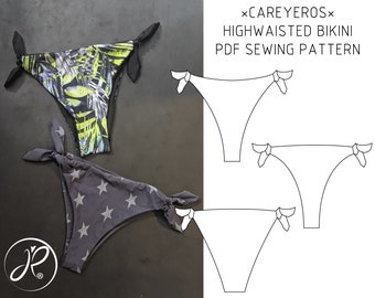 PDF SEWING PATTERN, Reversible High Leg, Strings Bikini Bottom, Cheeky ...