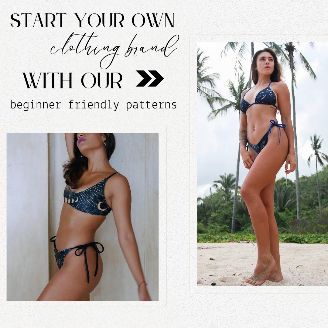 PDF SEWING PATTERN, Reversible High Leg, Strings Bikini Bottom, Cheeky ...