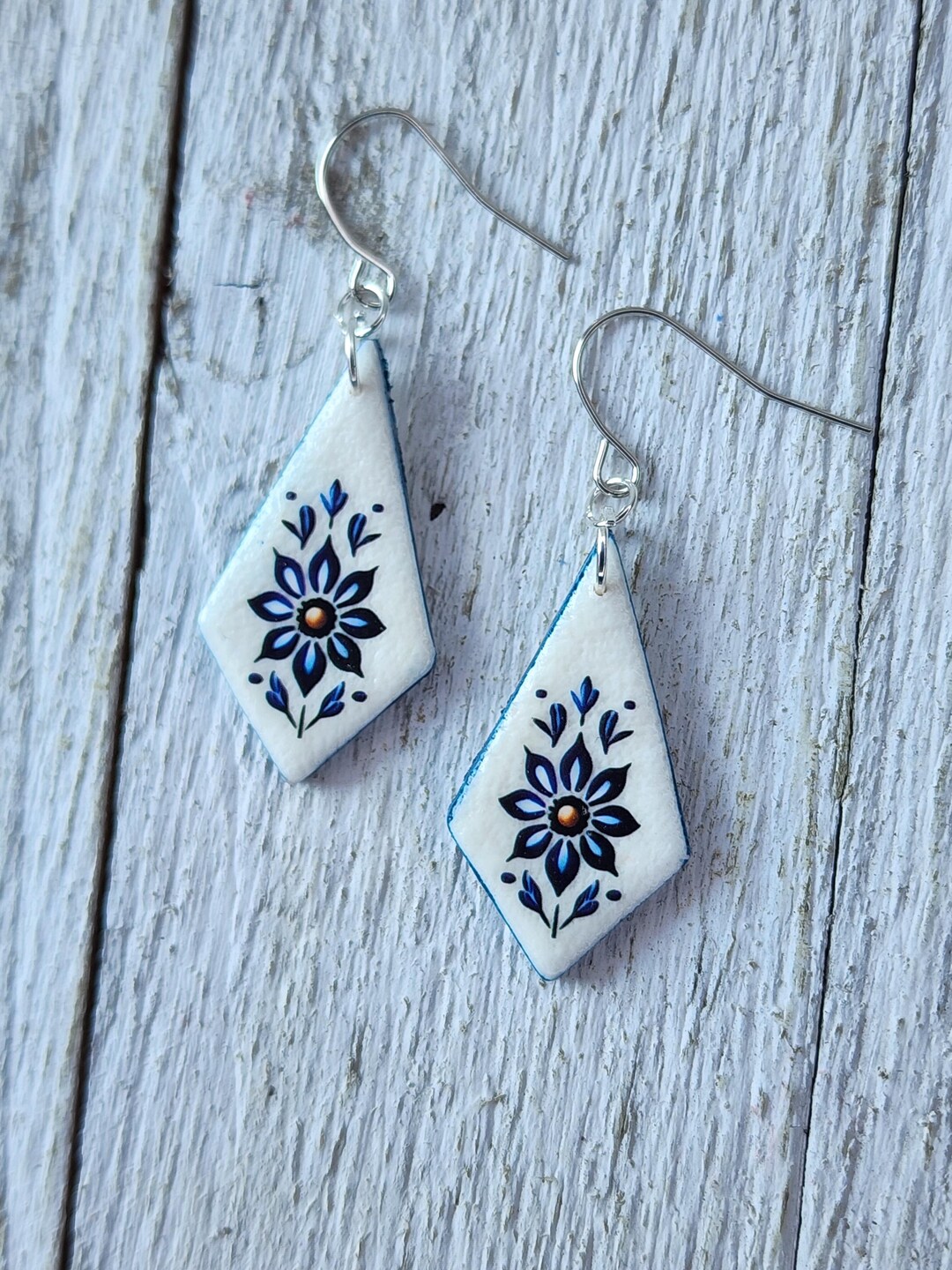Handmade Floral Tile Moroccan/bohemian Style Dangle Earrings -floral ...