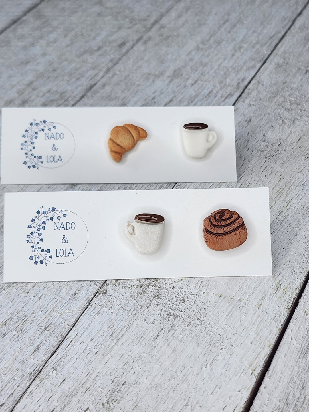 Polymer Clay Croissant, Cinnamon Roll and Coffee Earrings , Foodie ...