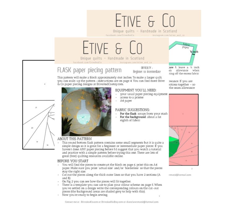 Chemistry Flask Paper Piecing Pattern Make Your Own - Etsy